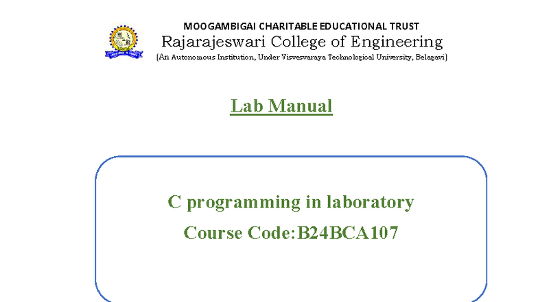 C Programming Lab Manual - Course Code: B24BCA107 - Studocu