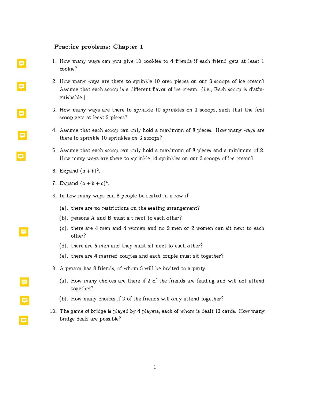 Practice Problems for Chapter 1 - Math Puzzles & Combinatorics - Studocu