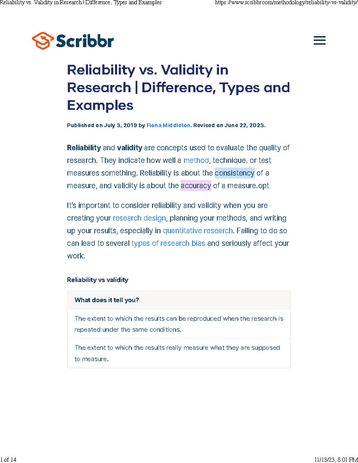 (6)2-Reliability vs. Validity in Research Difference, Types and ...
