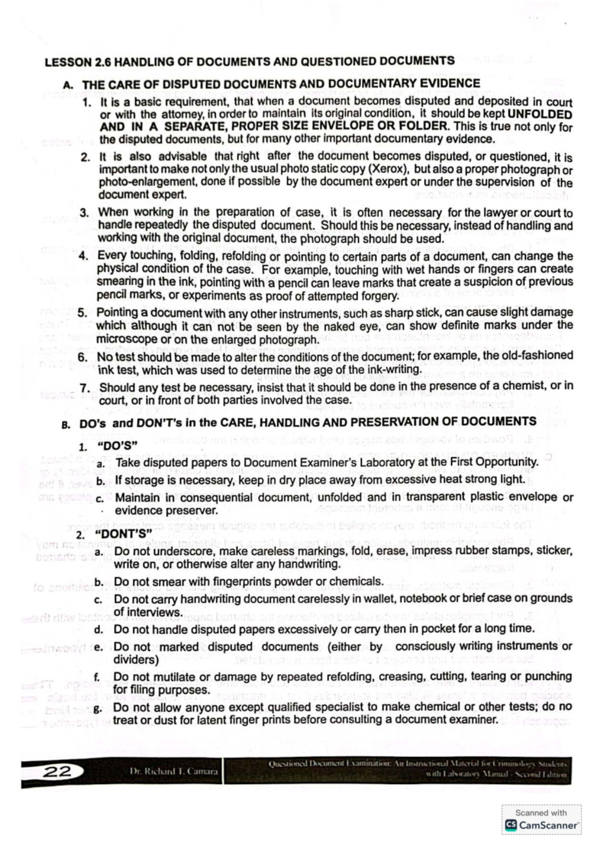 Criminology 22: Lesson 2.6 - Handling and Preservation of Disputed ...