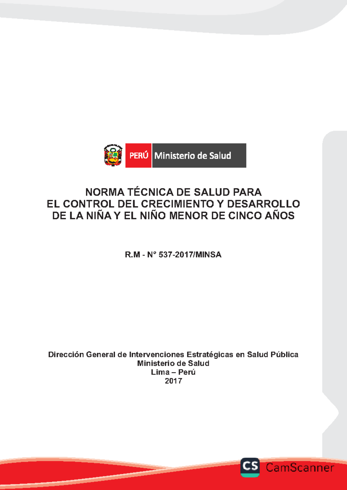 Norma Técnica CRED - Control del Crecimiento y Desarrollo Infantil ...