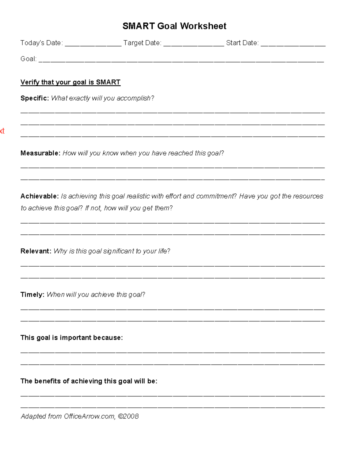 3 Goals and Habits Smartgoal Worksheet - SMART Goal Worksheet Today’s ...