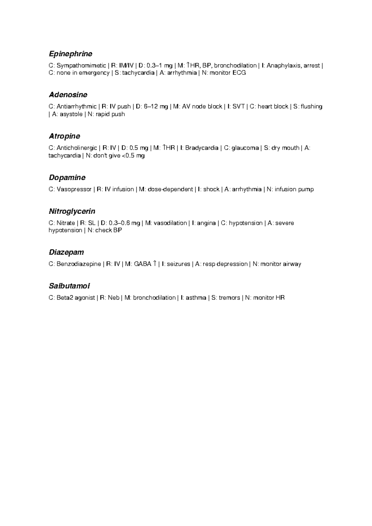 ER Drugs Reviewer - Sympathomimetics & Antiarrhythmics Guide - Studocu