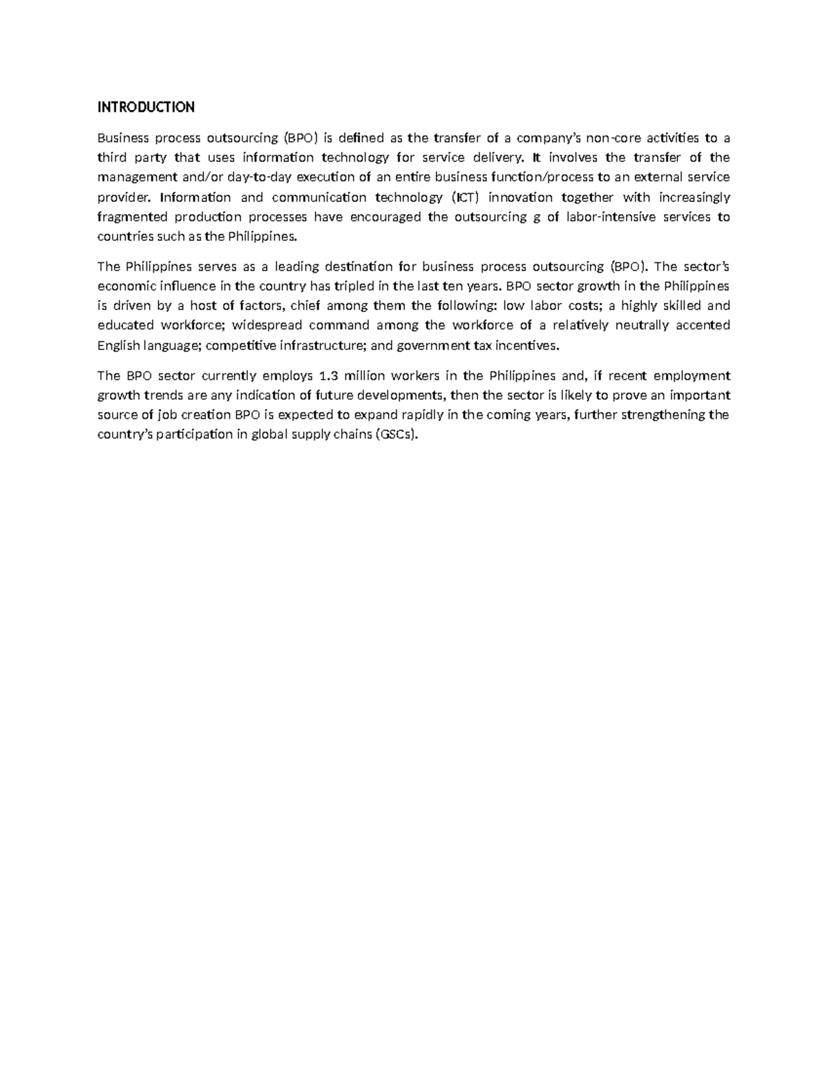 BPO 101: Introduction to Business Process Outsourcing - Studocu