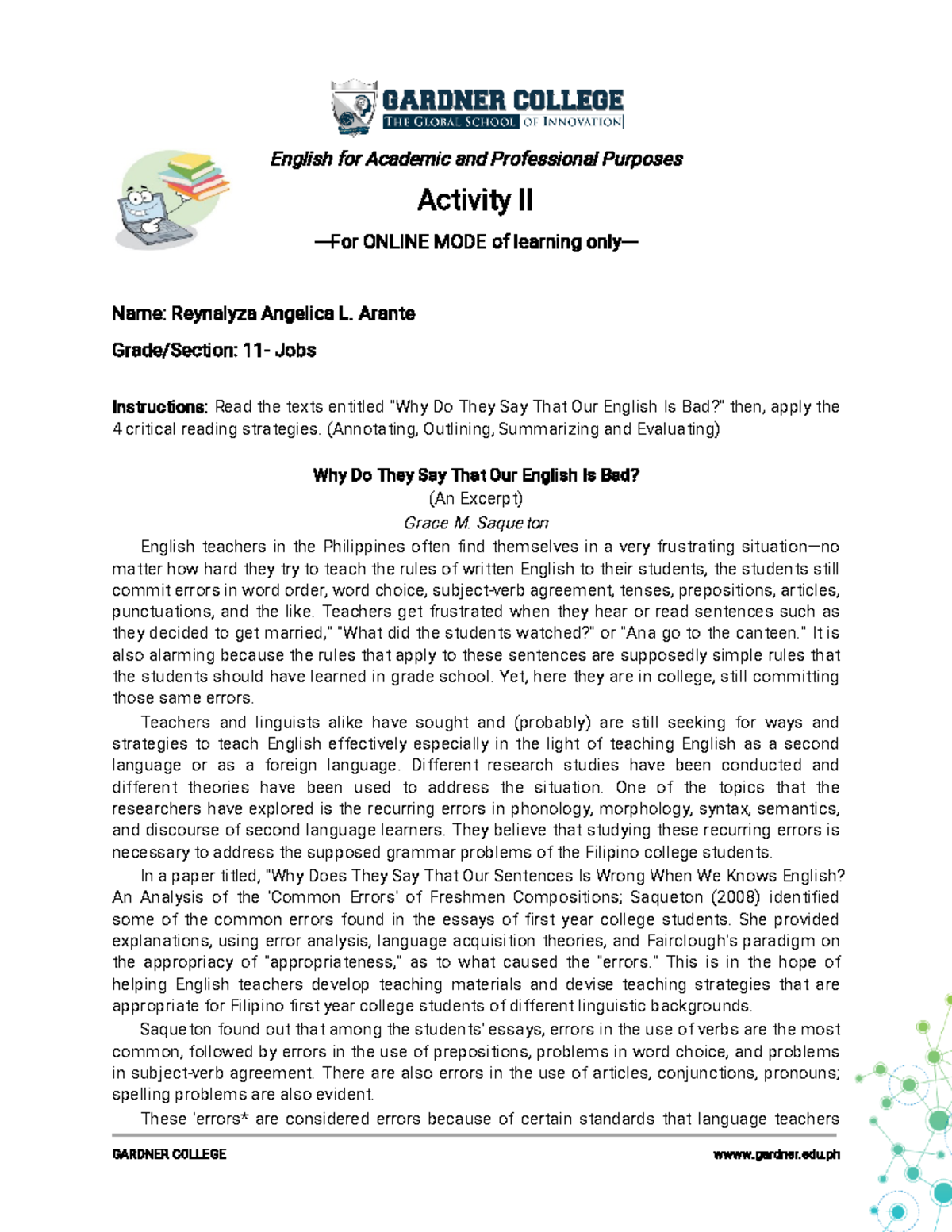 [Template] EAPP Activity 2 - EnglishforAcademicandProfessionalPurposes ...