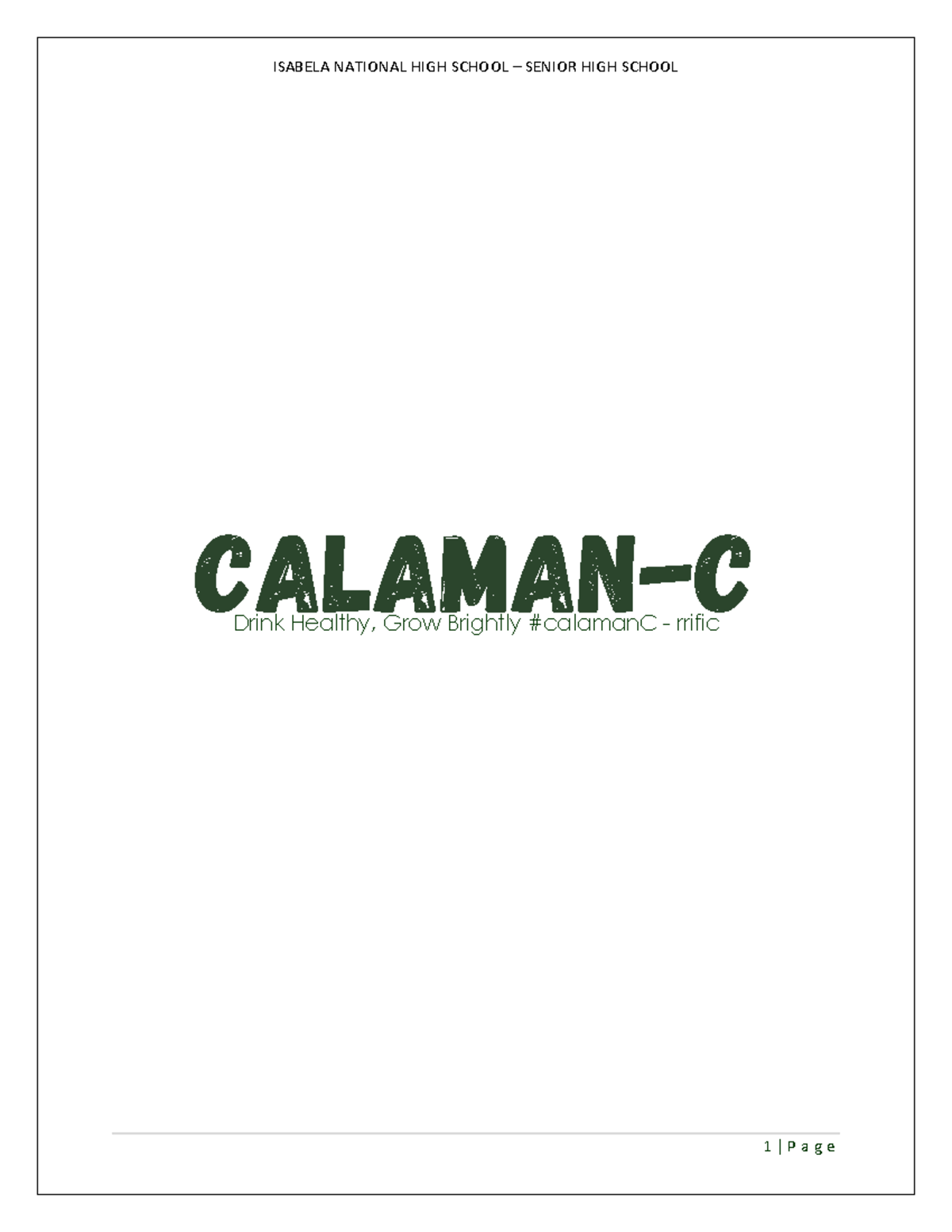 Business Plan for CALAMAN-C: Healthy Calamansi Beverage Project - Studocu
