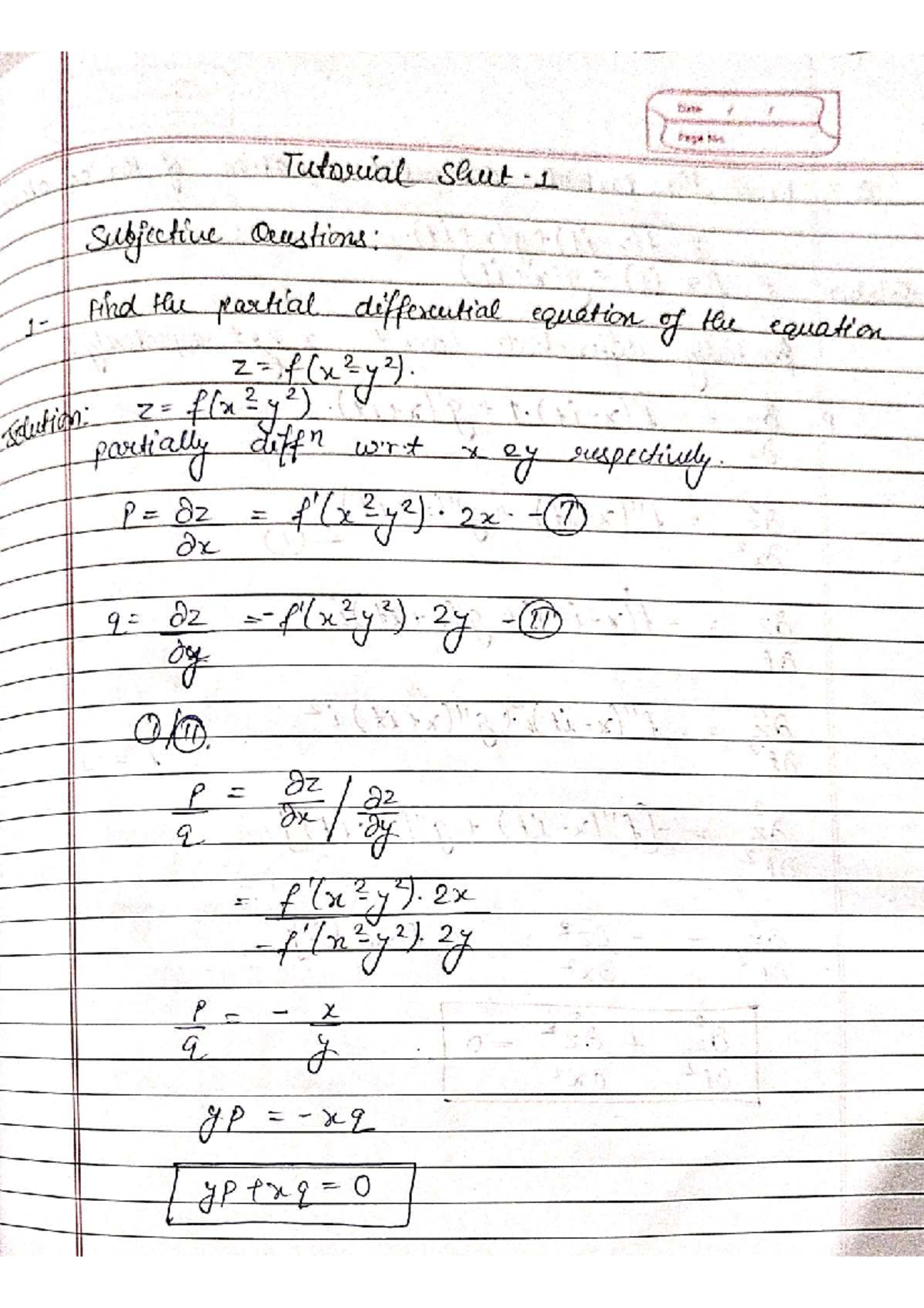 Maths Tute 1 - Tutorial on Partial Differential Equations - Studocu