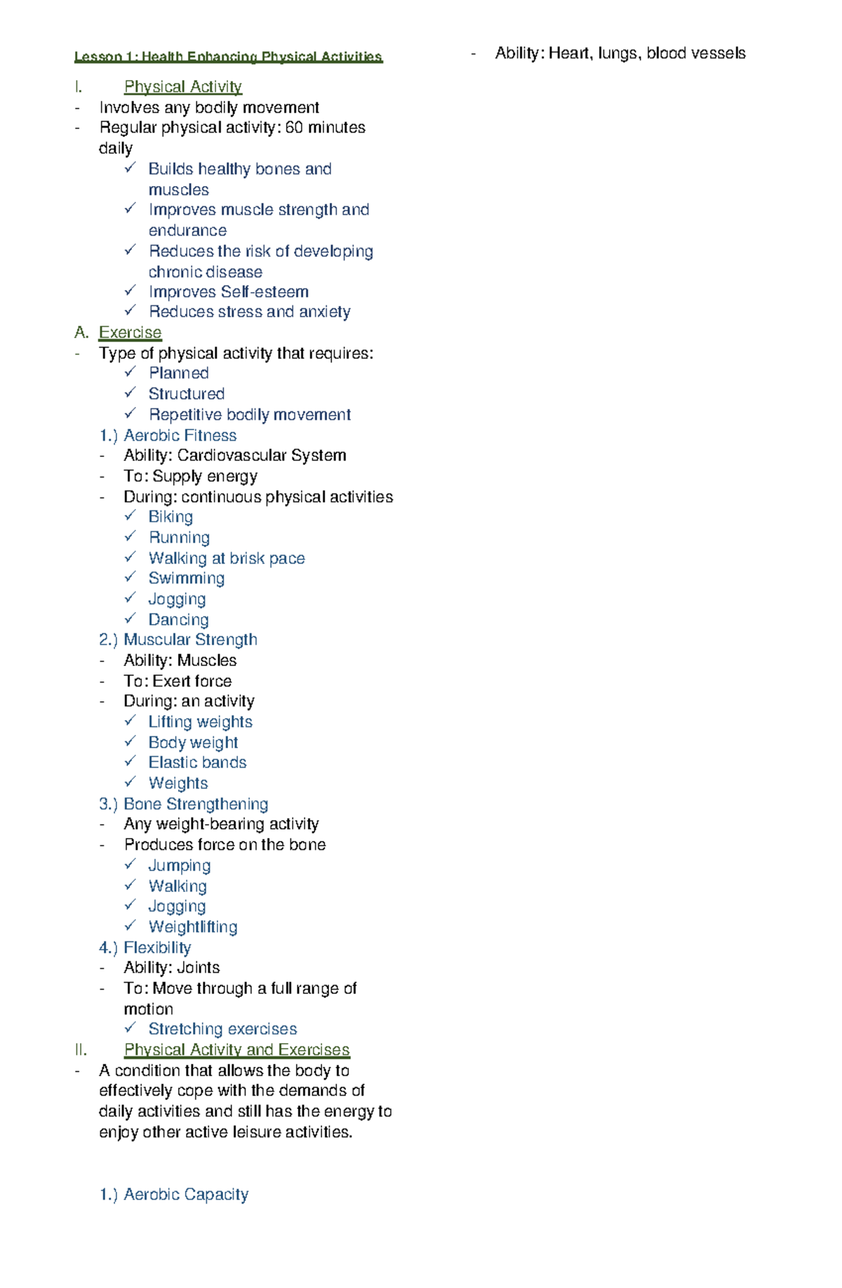 PE 101 Lesson 1 & 2: Health Enhancing Physical Activities & Fitness ...