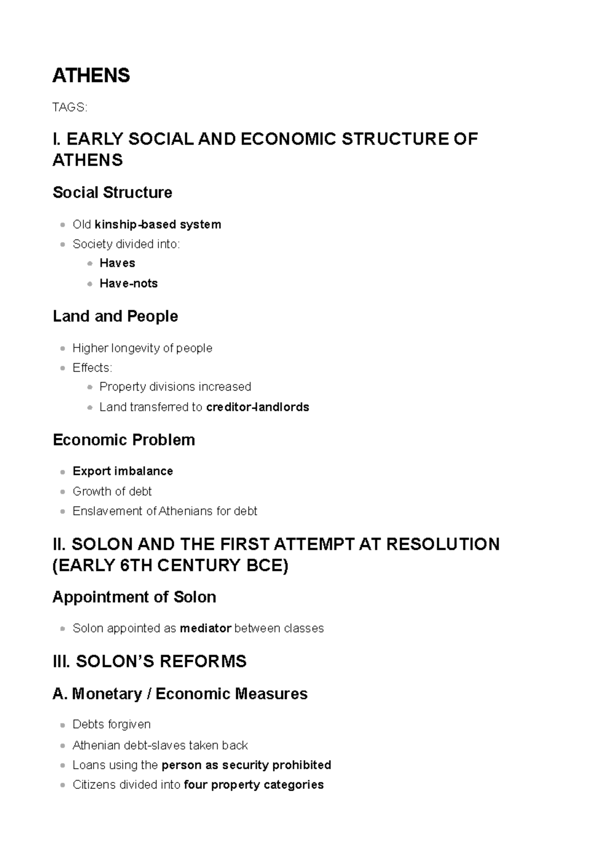 ATH 101: Early Social & Economic Structure of Athens - Studocu