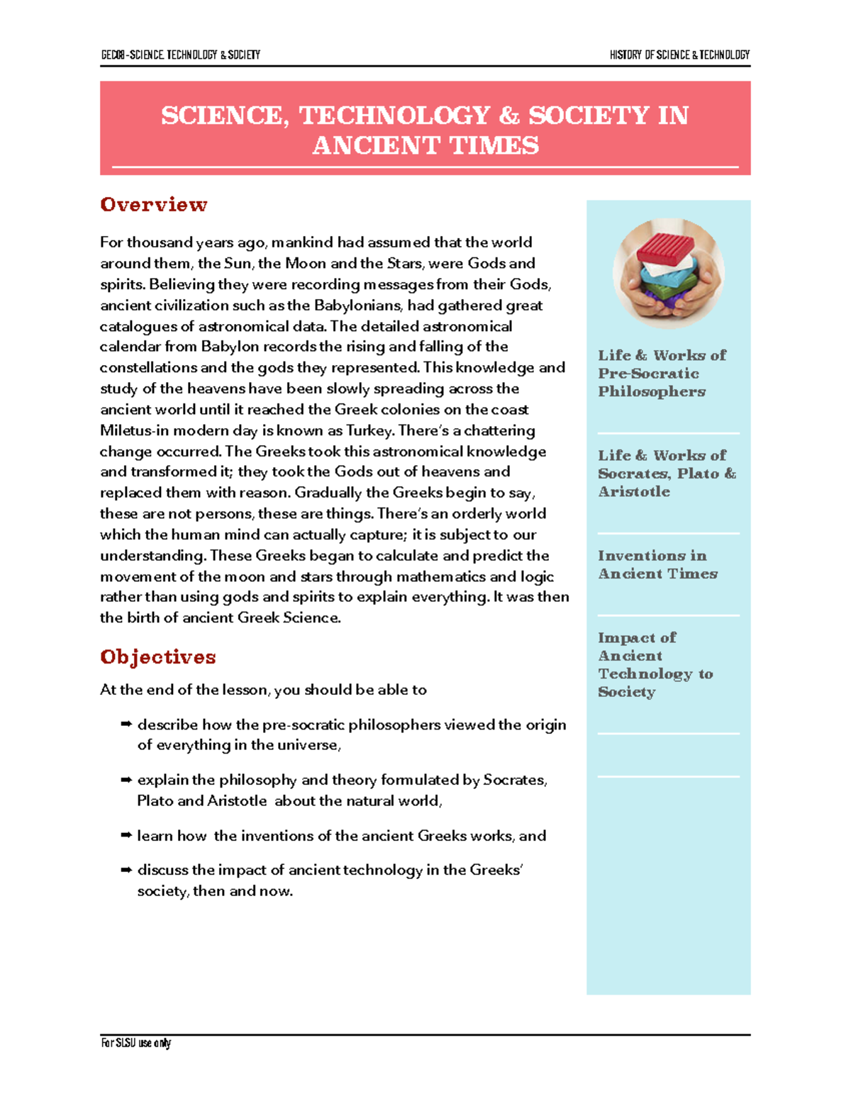 TECHNOLOGY SOCIETY HISTORY OF SCIENCE: Ancient Greek Innovations and ...