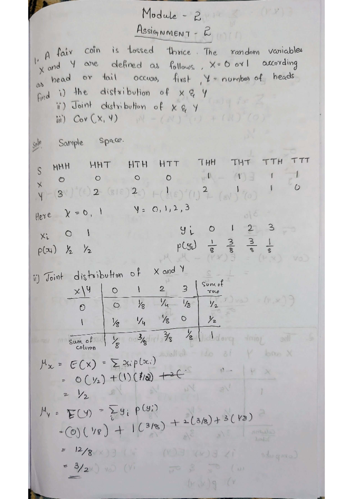 Maths 3 - good notes - Module 2 ASSIGNMENT 2 fair coin is tossed A ...