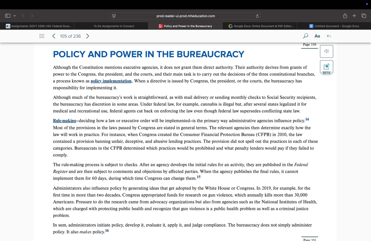 GOVT 101: Policy Implementation and Bureaucratic Power Analysis - Studocu