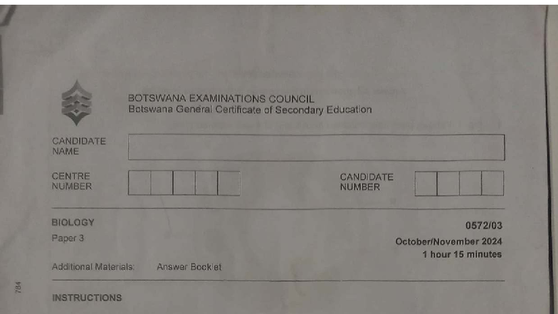 BEC 2024 CS Biology Paper 3 Exam Questions and Instructions - Studocu