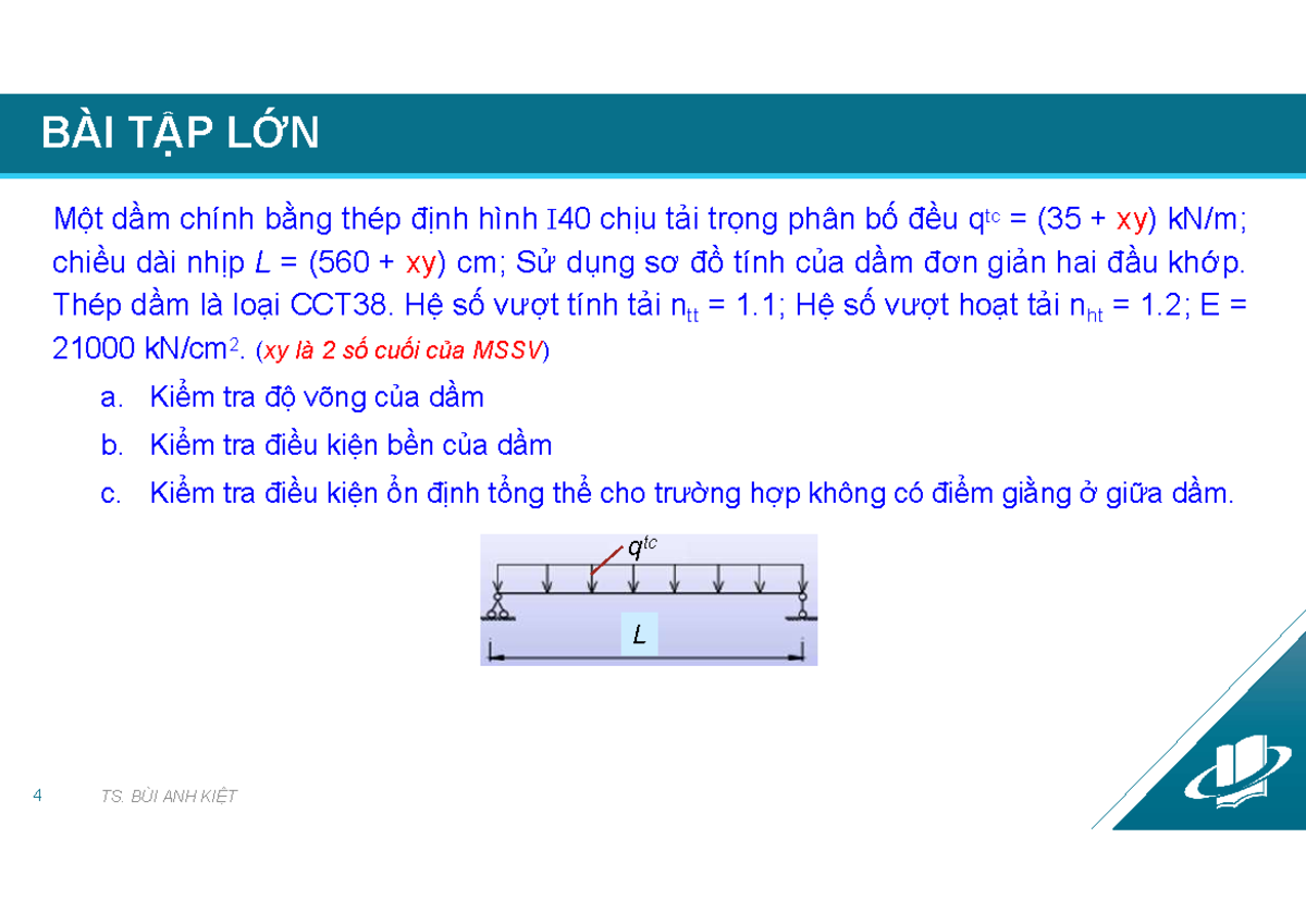 Bai tap ch Æ°Æ¡ng 3,4 - rtyy jjjjfg - TS. BÙI ANH KIỆT Một dầm chính ...