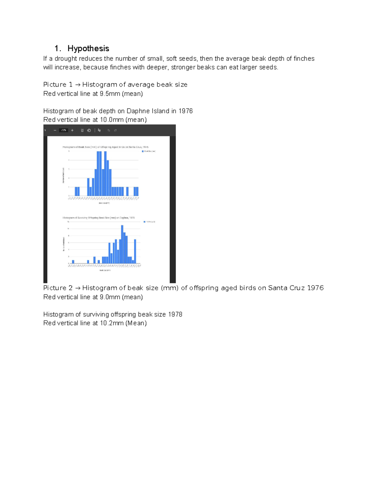 Evolutionary Changes in Finch Beak Depth on Galapagos Islands - Studocu