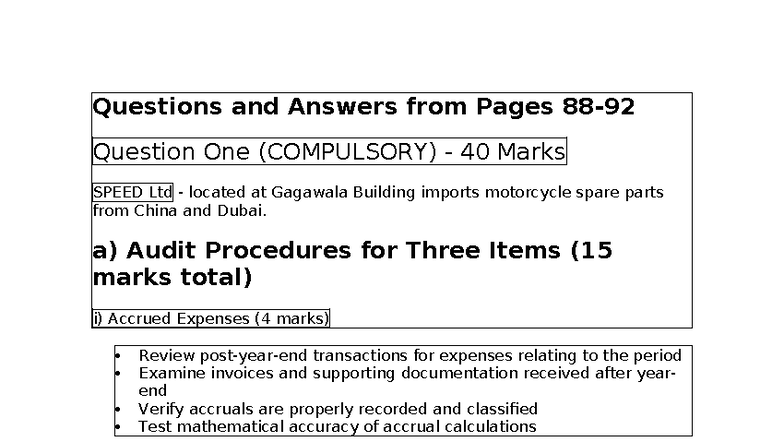 Audit Procedures and Ethical Considerations (ACC 101) - Q&A from Pages ...