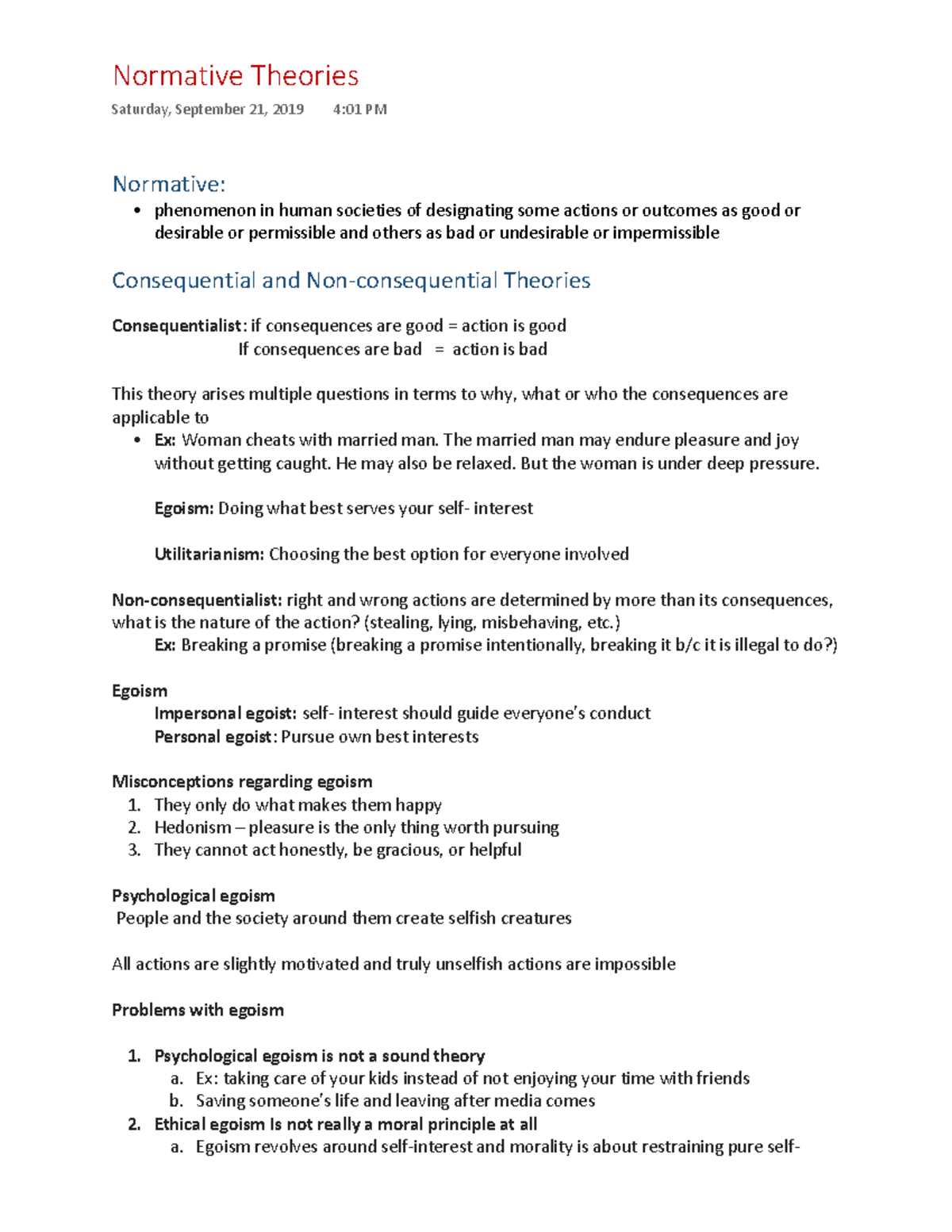 Ch. 2 - Summary of Normative Theories: Moral Issues in Business - Studocu