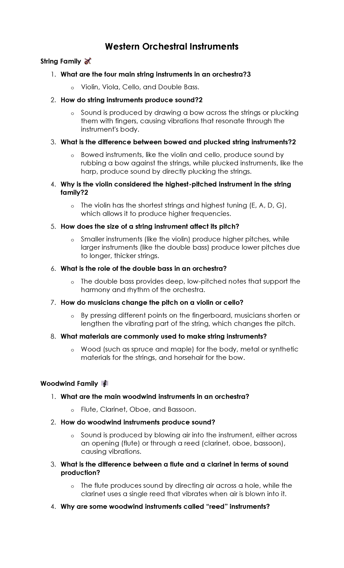 Western Orchestral Instruments: String, Woodwind, and Brass Families ...