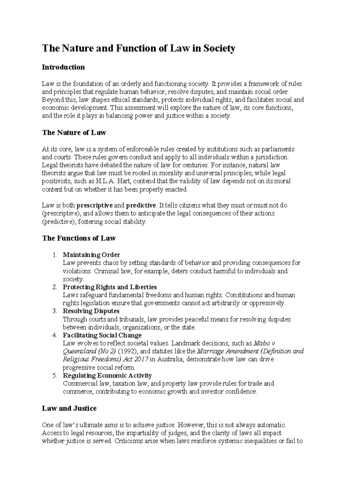 Law 101: The Nature and Function of Law in Society - Intro Notes - Studocu