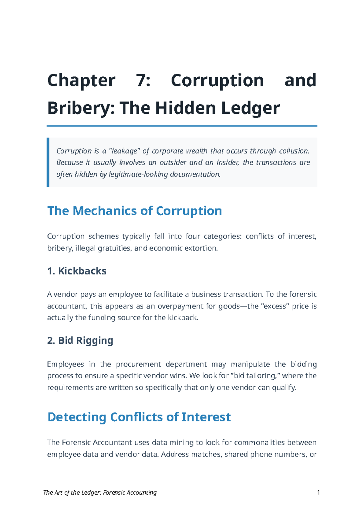 Chapter 7: Corruption & Bribery in Forensic Accounting - Studocu