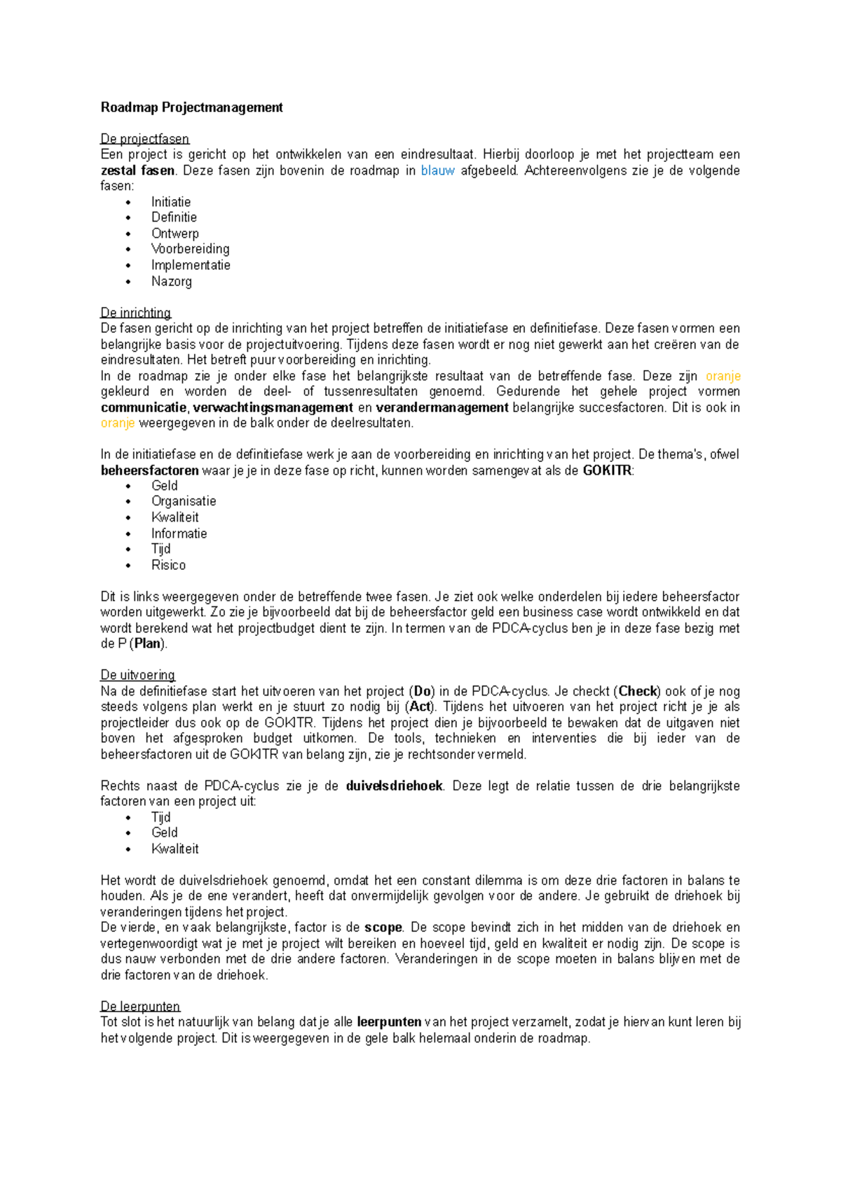 Projectmanagement Roadmap: Fasen en Beheersfactoren - Studeersnel