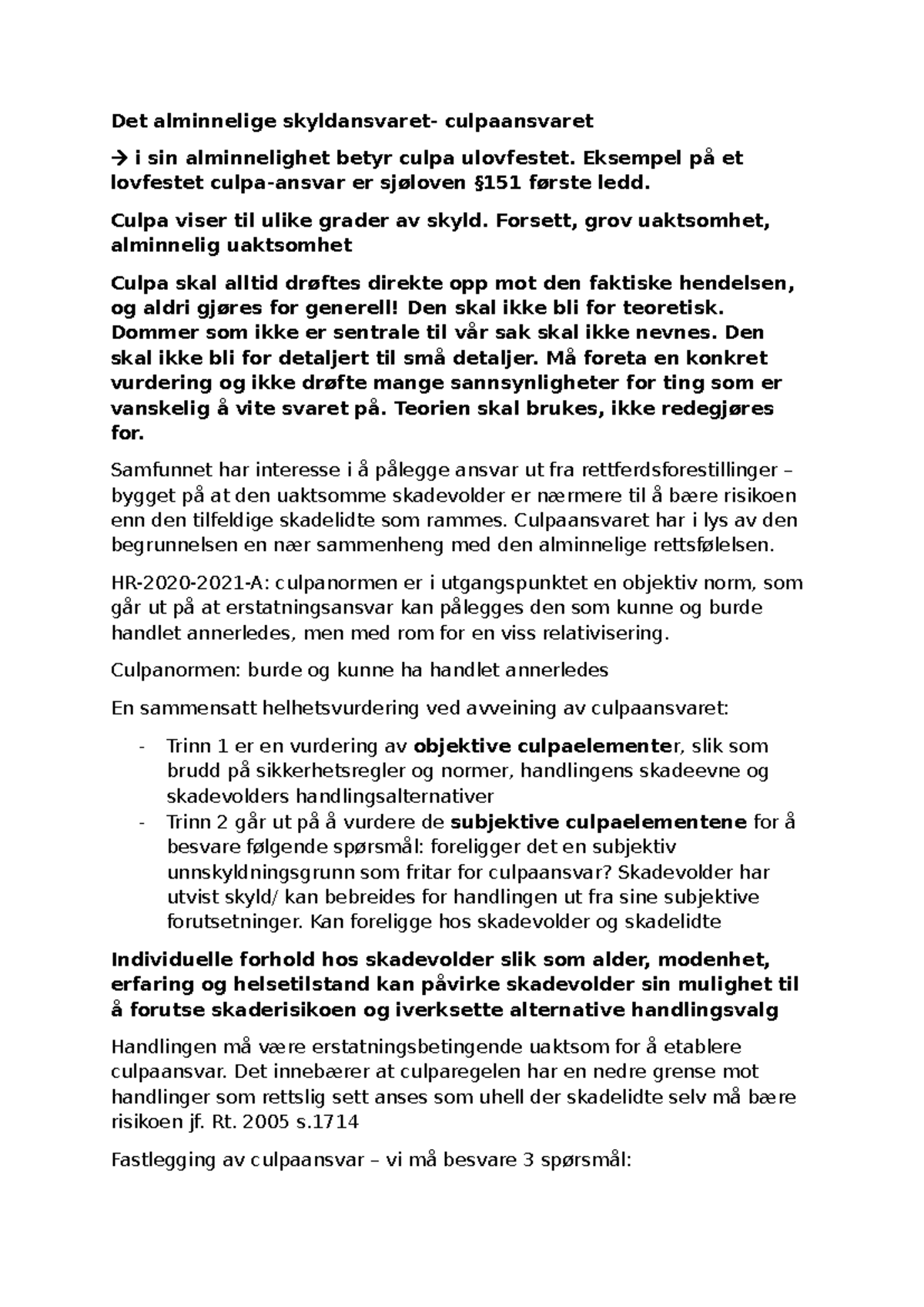 Culpaansvaret i Erstatningsrett: En Analyse av Normer og Vurderinger ...
