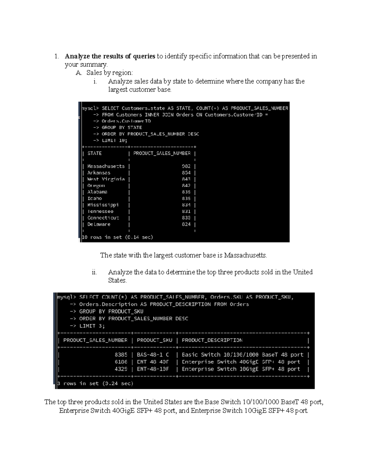 DAD 220 Module Five Major Activity - Analyze the results of queries to identify specific ...