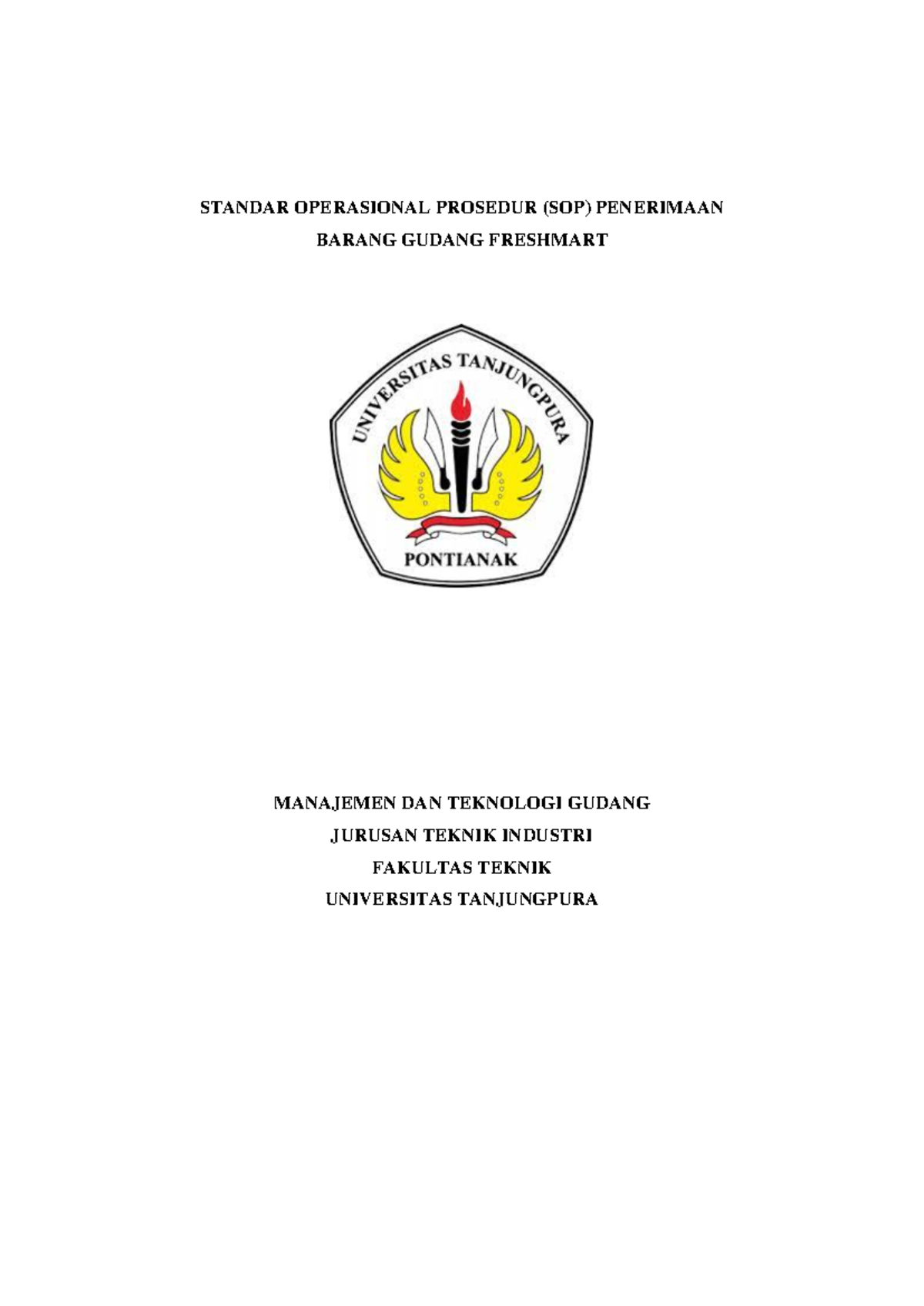 Warehouse Management Assignment - STANDAR OPERASIONAL PROSEDUR (SOP ...
