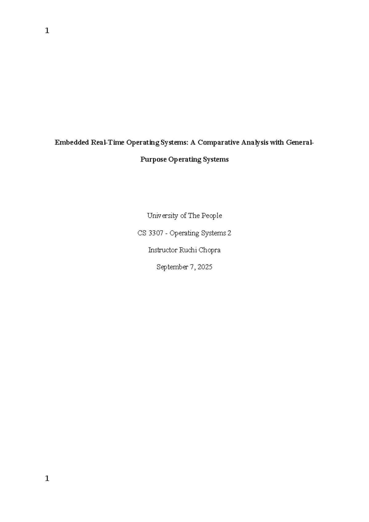 CS 3307 Embedded vs General-Purpose OS: A Comparative Study - Studocu