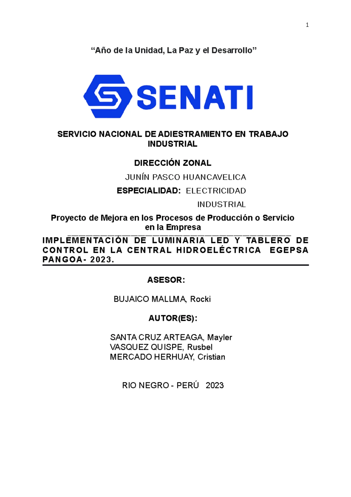 Estructura DEL Proyecto DE Innovacion & Mejora Senati 2024 - Capítulo ...
