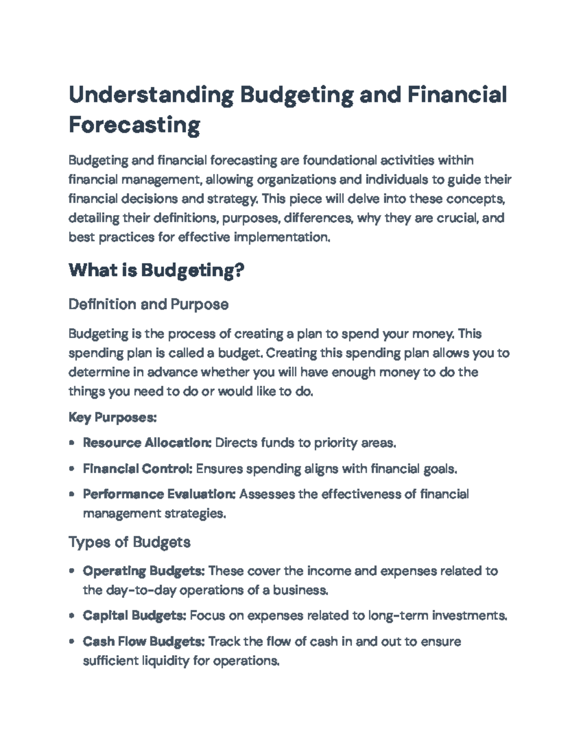 Understanding Budgeting and Financial Forecasting in Financial ...
