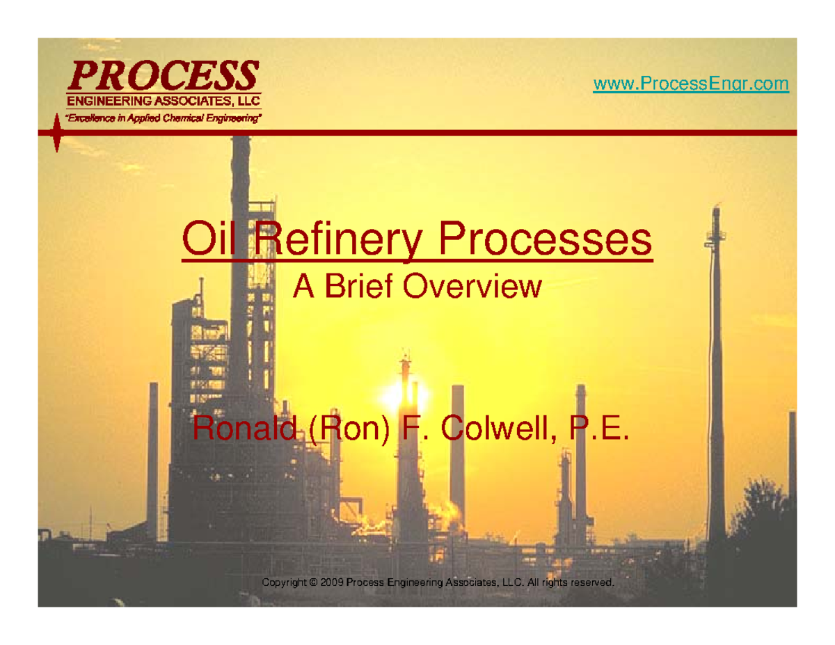 Oil refinery processes - mol`bpp “Excellence in Applied Chemical ...