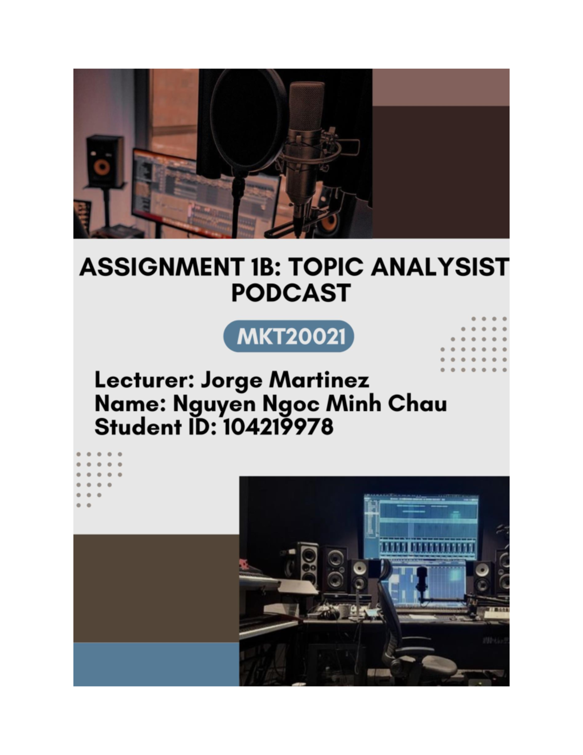 MKT2003 1 - Assignment One B- Transcript - Introduction: (30s) [“For ...