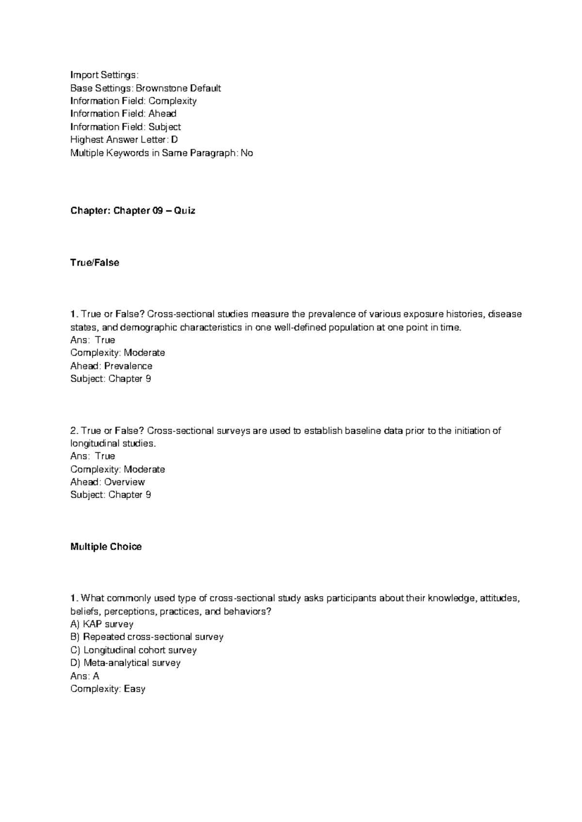 Chapter 09 Quiz 1: Introduction to Health Research Methods (2023) - Studocu