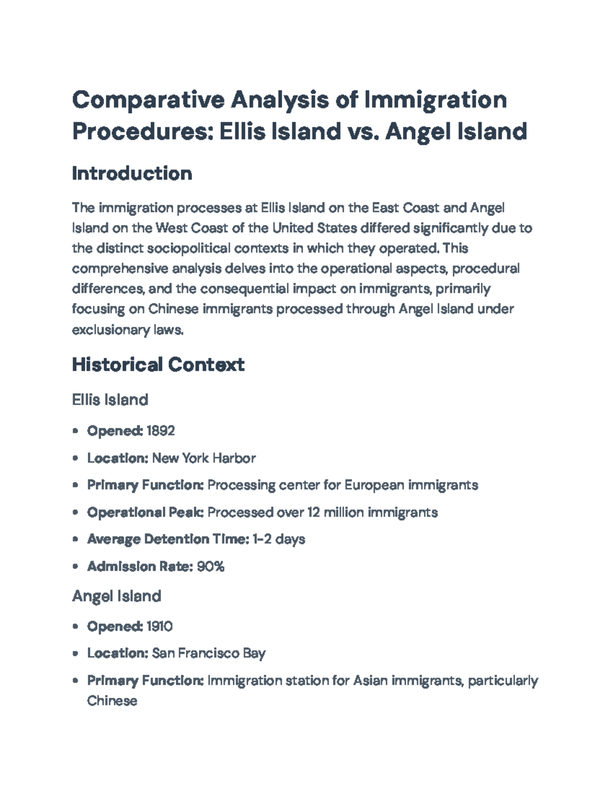 Comparative Study of Immigration Processes: Ellis Island vs. Angel ...