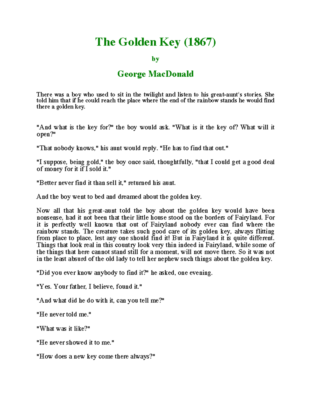 17. The Golden Key: A Journey Through Fairyland by George MacDonald ...