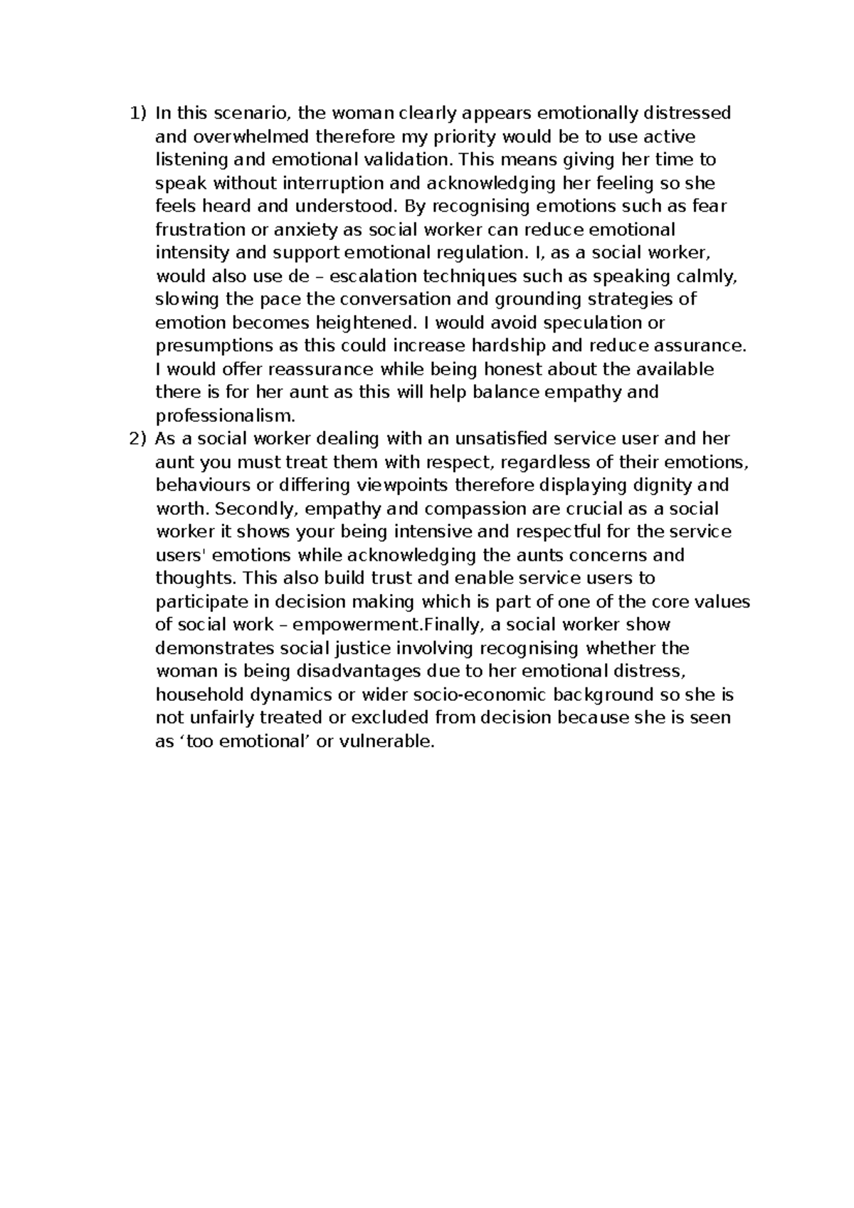 LSBU 300 - Emotional Support Strategies for Social Workers - Studocu