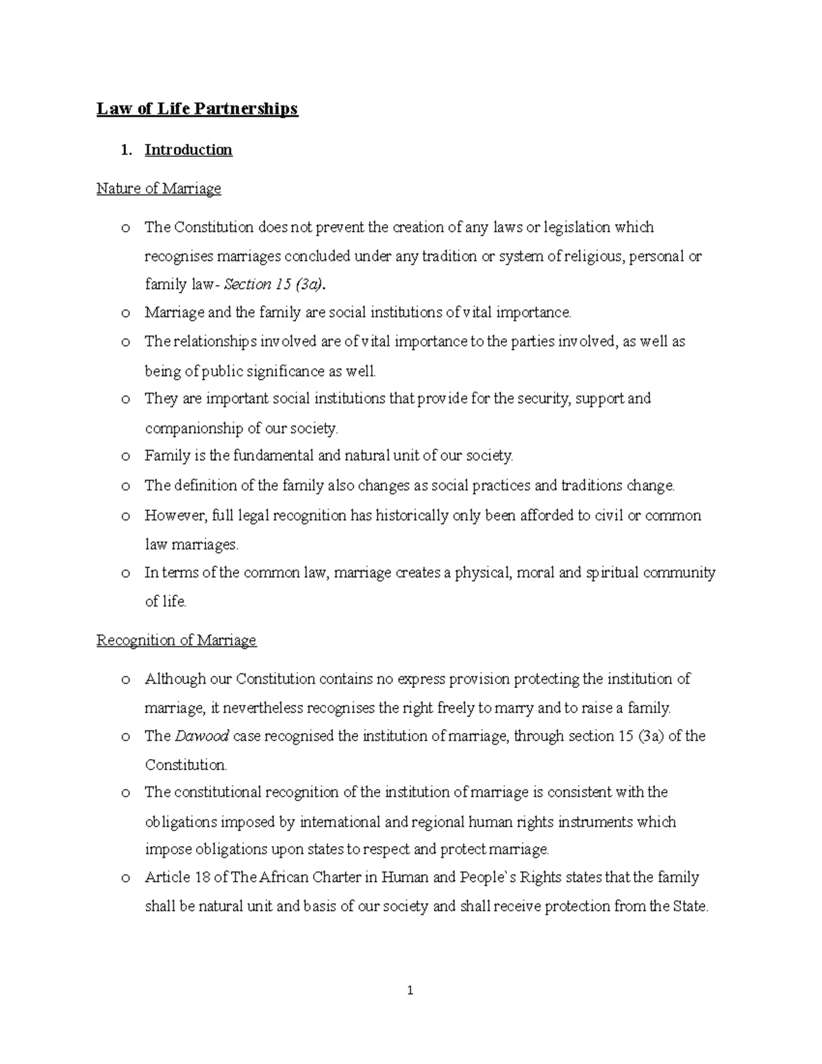 Law of Person summarized notes - Law of Persons Notes – Semester 1 2016 ...