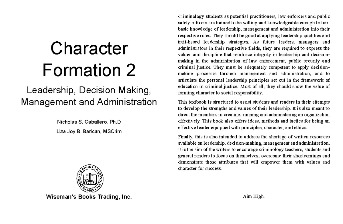 Character Formation 2: Leadership & Decision-Making Strategies in ...
