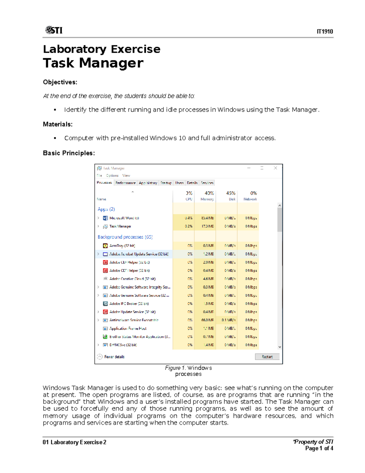 01 Lab Exercise 2: Exploring Windows Task Manager Functions - Studocu