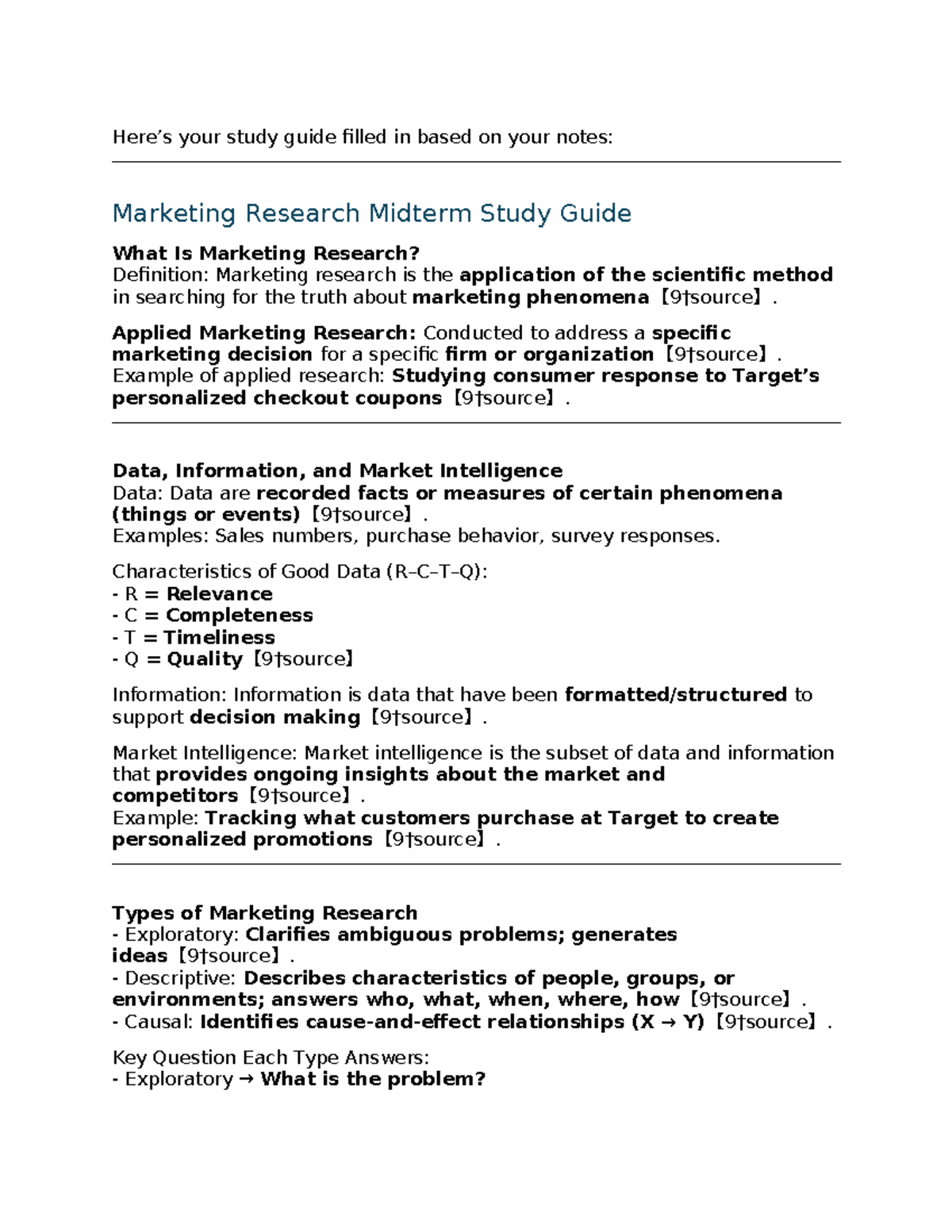 Marketing Research (MKT 101) Midterm Study Guide Overview - Studocu