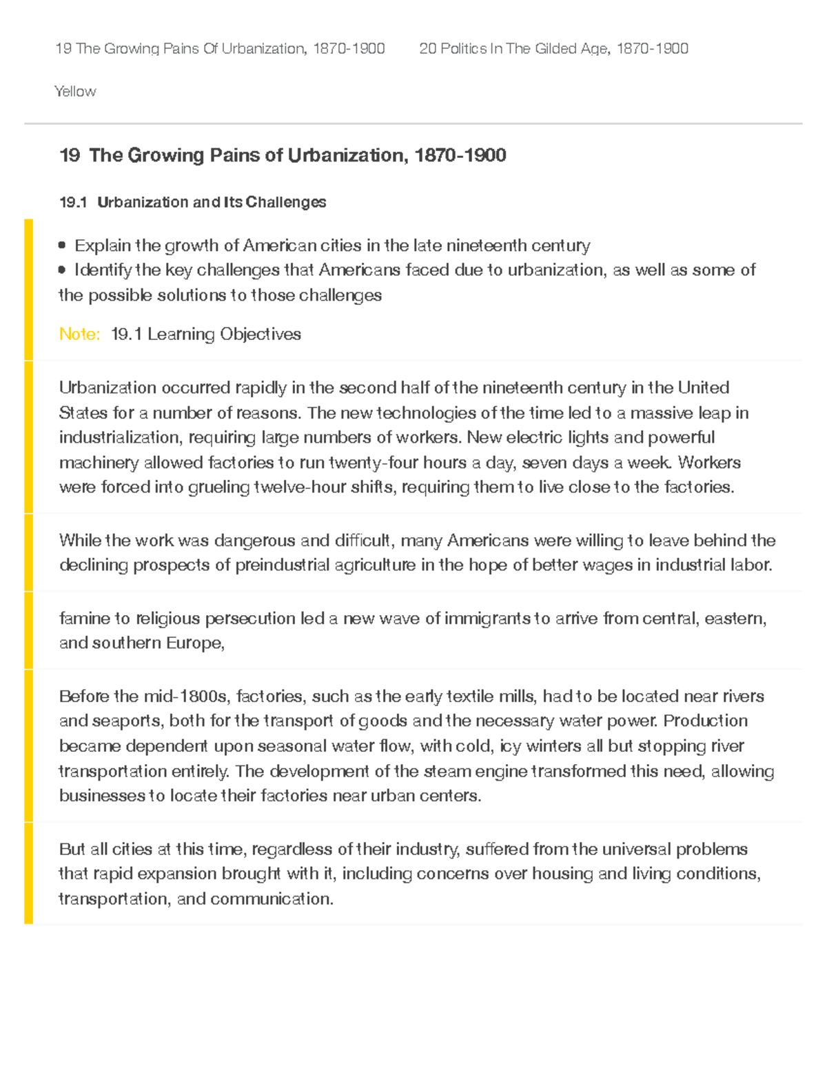 Chapter 19: Urbanization Challenges & the Great Migration (1870-1900 ...
