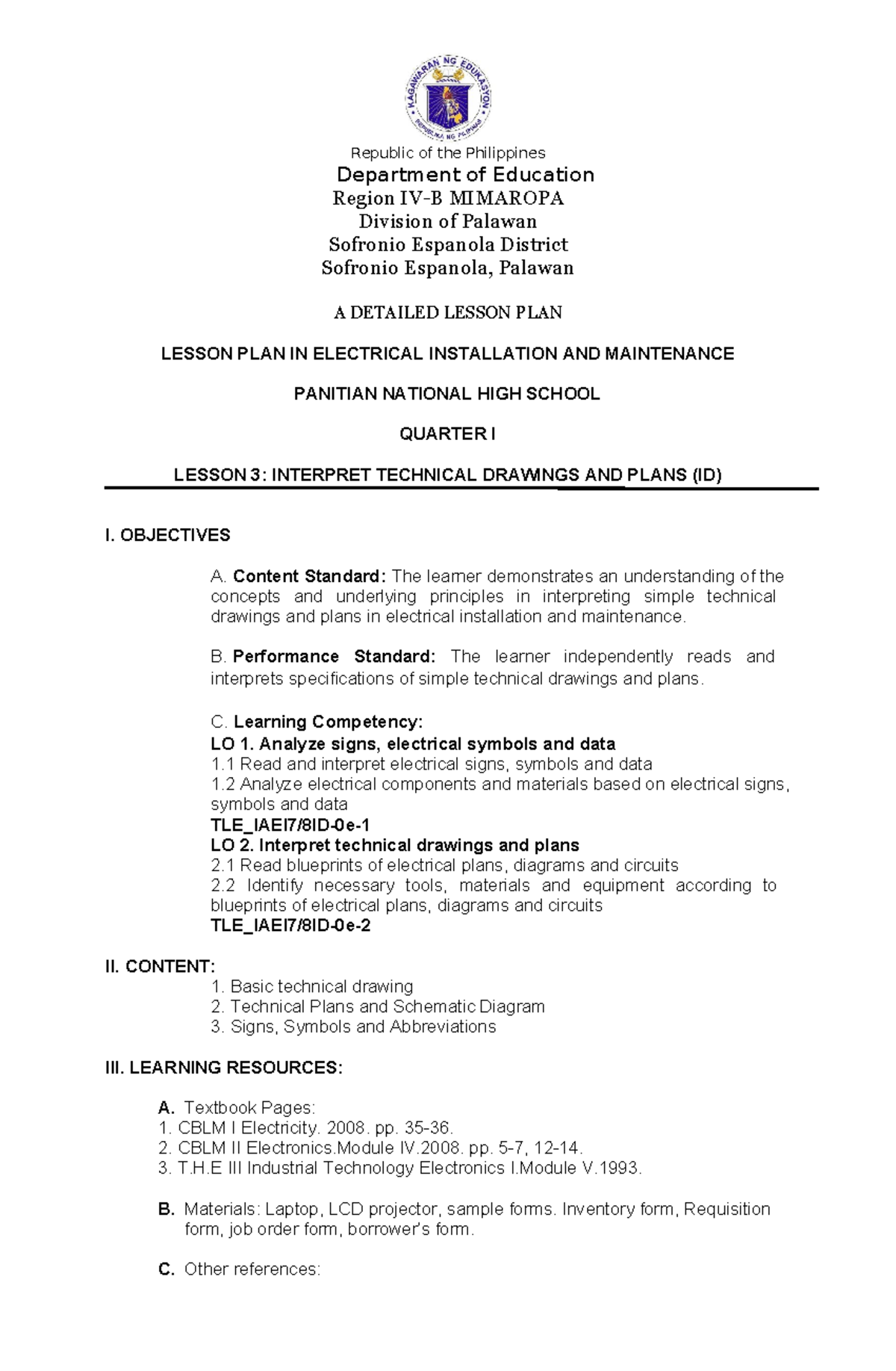 Lesson 3: Interpreting Technical Drawings & Plans (ID) - EIM - Studocu