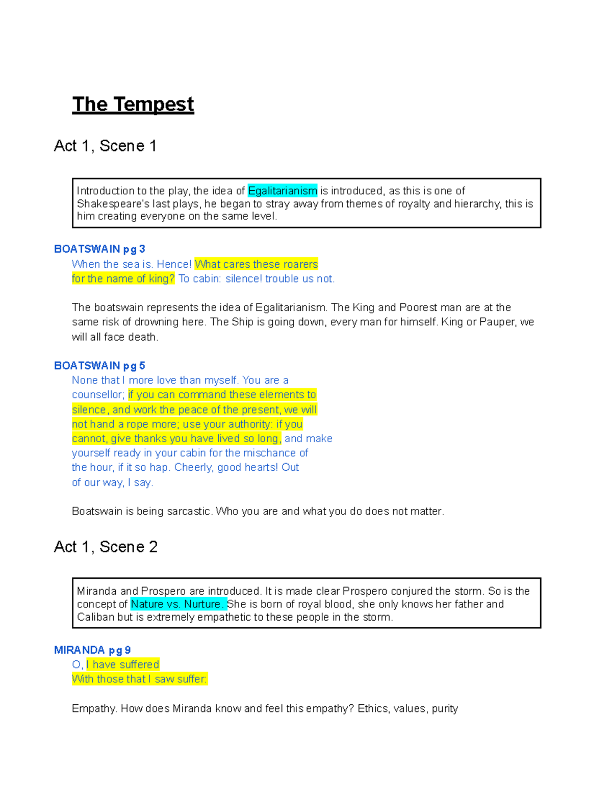 Mod A - The Tempest & Hag-seed: Key Themes and Character Analysis - Studocu