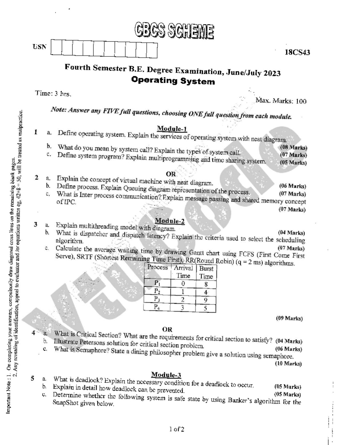 Operating System Exam Guide - 18CS43 - Studocu