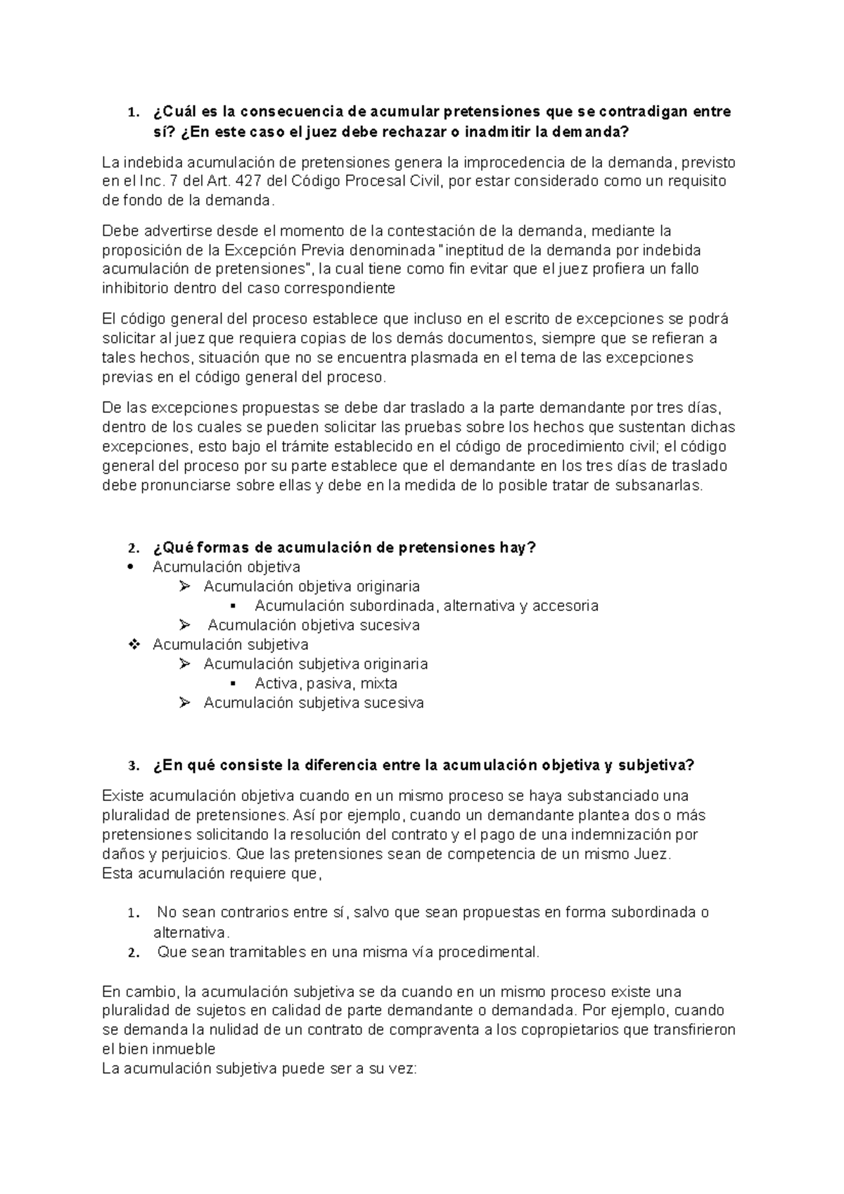 Acumulación de Pretensiones y su Procedimiento: Análisis Legal 78 - Studocu