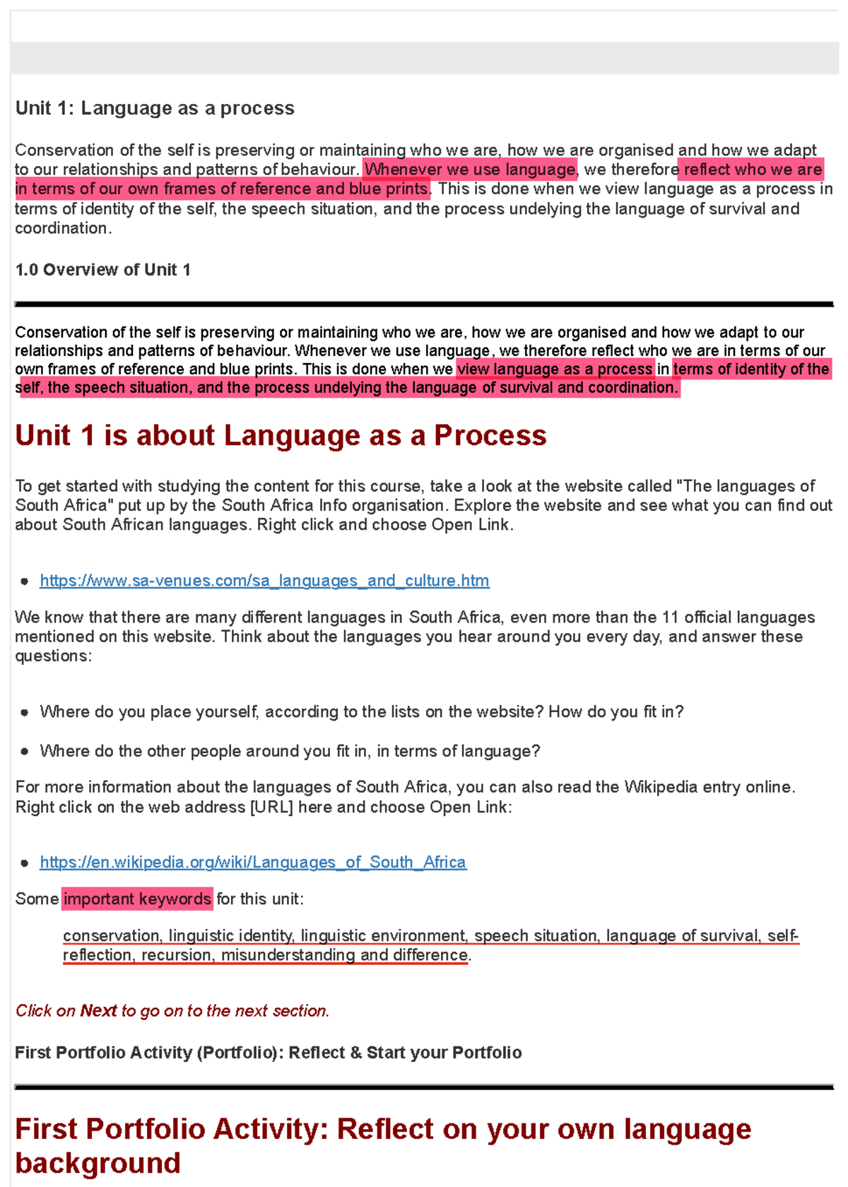 Unit 1 - AFL1501: Understanding Language as a Process - Studocu