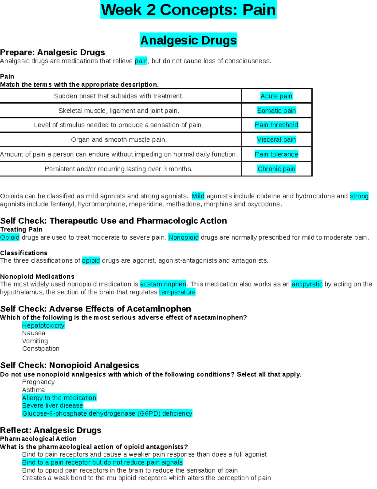 NR293 Pharmacology for Nursing Practice Week 2 Concepts - Week 2 ...
