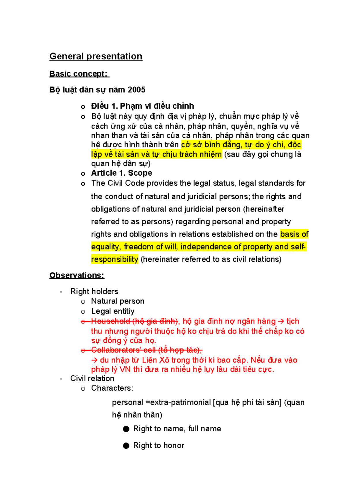 Civil Law - General Knowledge Overview (Course Code: CL101) - Studocu