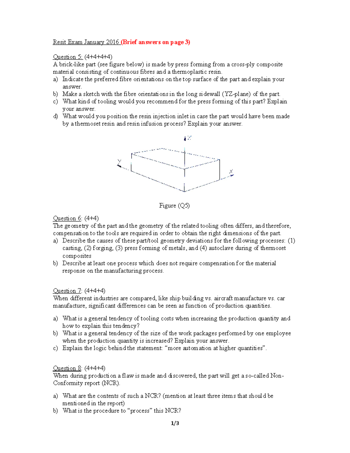 Resit Exam Aeasm 004 - Jan 2016: Detailed Answers & Solutions - Studeersnel